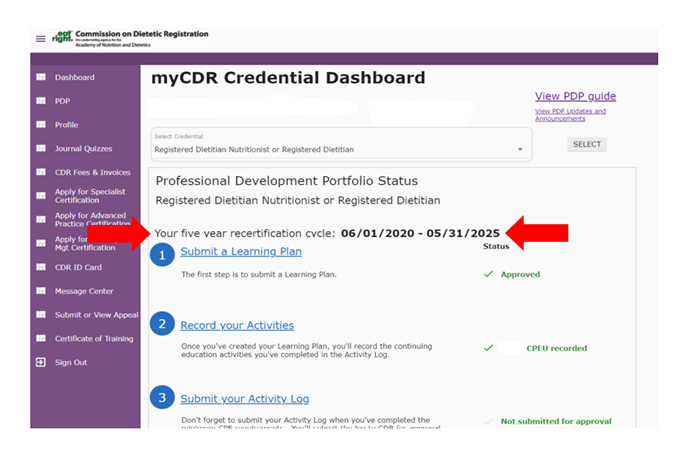 Recertification Information - Commission on Dietetic Registration